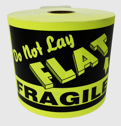 Yellow Fragile Do Not Lay Flat Stickers | 4"x6" | 250 Labels | Free Shipping! Cheap Prices!